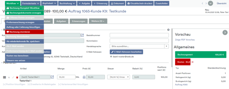 Wie funktioniert der Rechnung Komplett-Workflow? - weclapp Support Portal