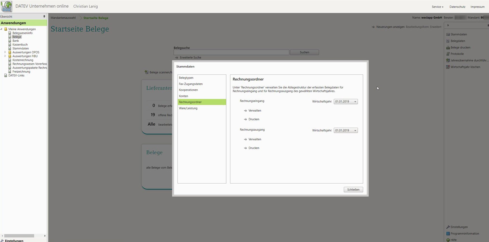 Wie funktioniert DATEV Rechnungsdatenservice 1.0? - weclapp Support Portal